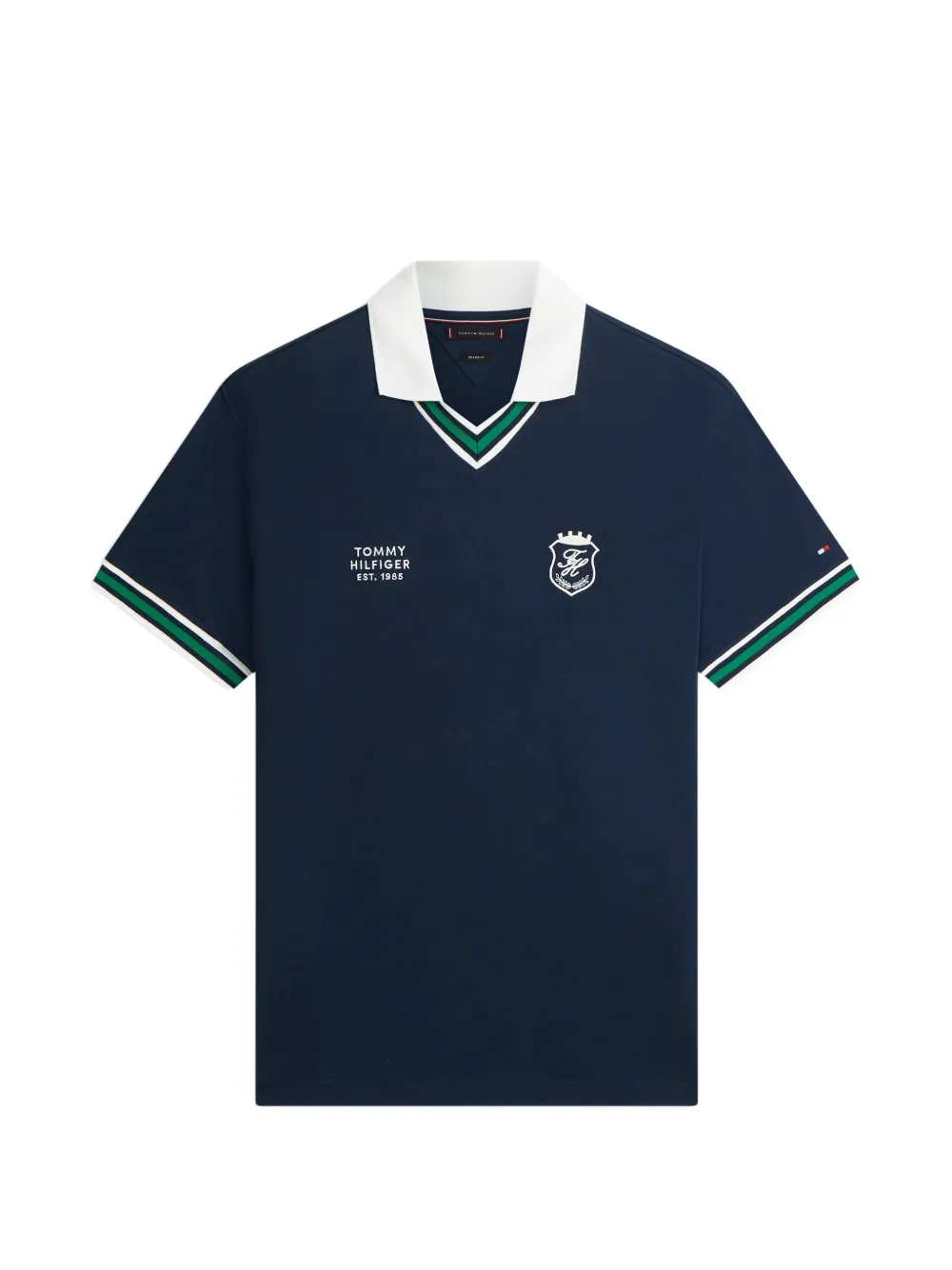 Tommy Hilfiger logo-print V-neck Polo Shirt | Blue | FARFETCH
