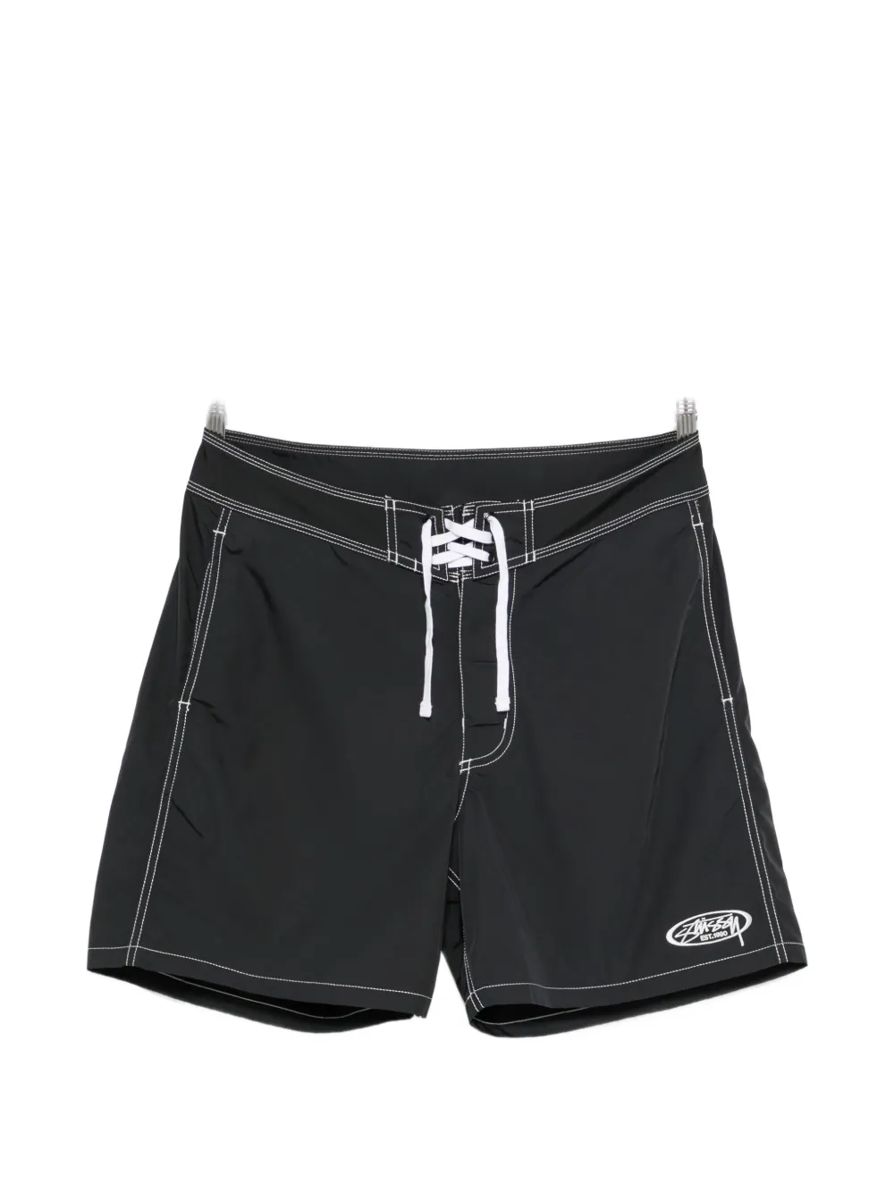 Stüssy contrast-stitch logo-patch Shorts | ブラック | FARFETCH JP