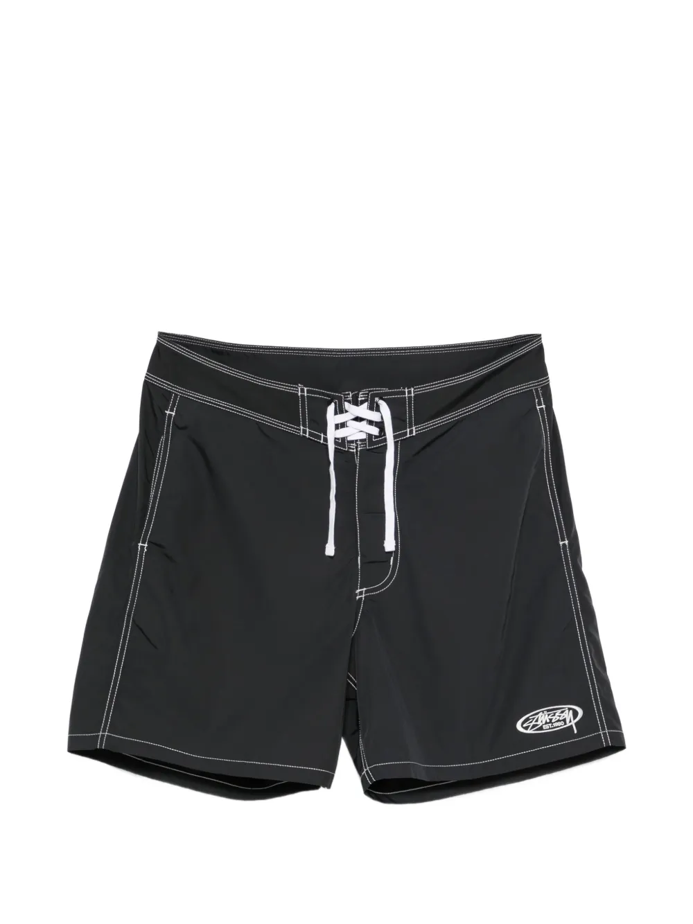 Stüssy contrast-stitch logo-patch Shorts | Black | FARFETCH