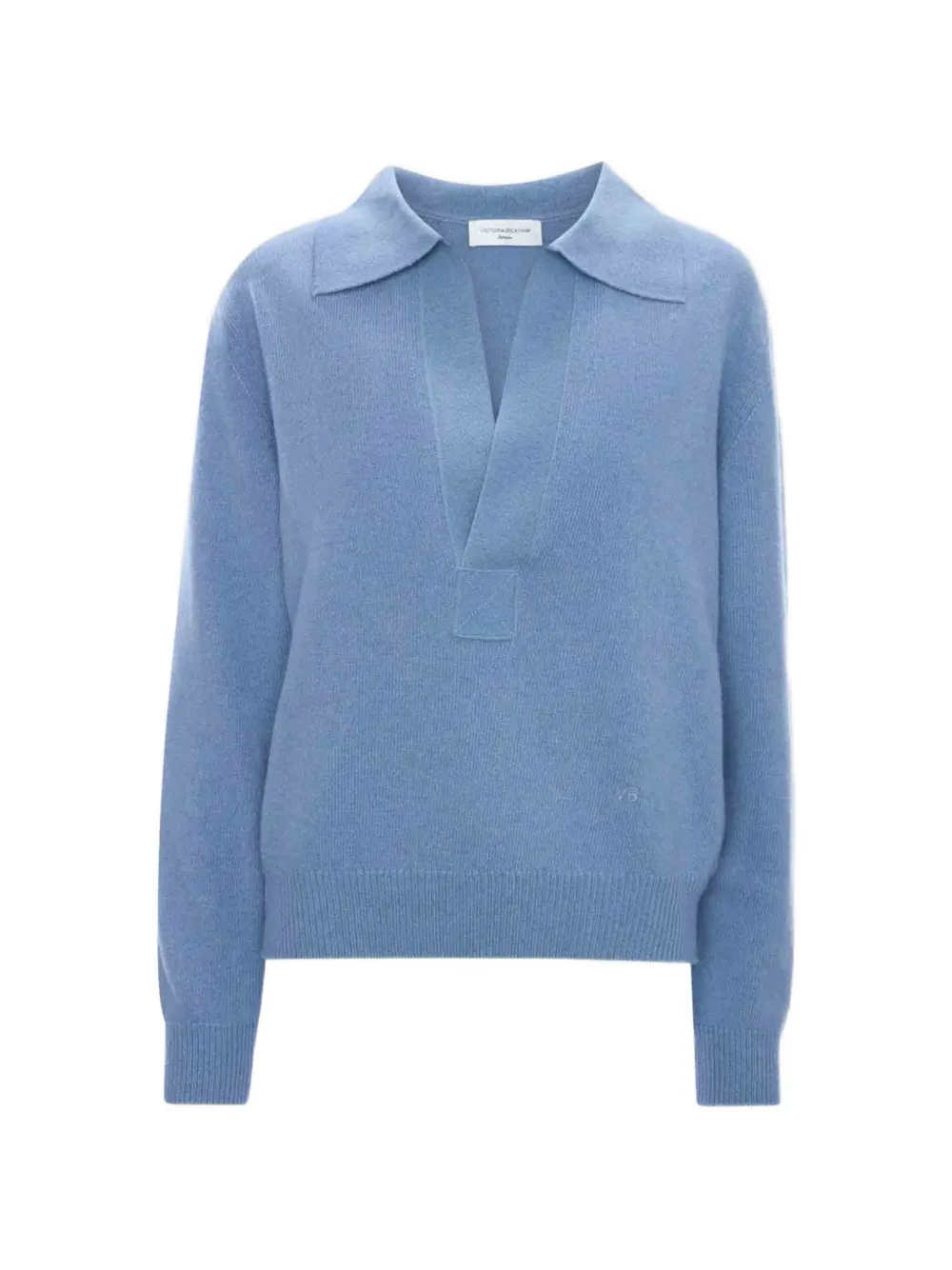 Victoria Beckham Genevieve spread-collar embroidered-logo Sweater ...