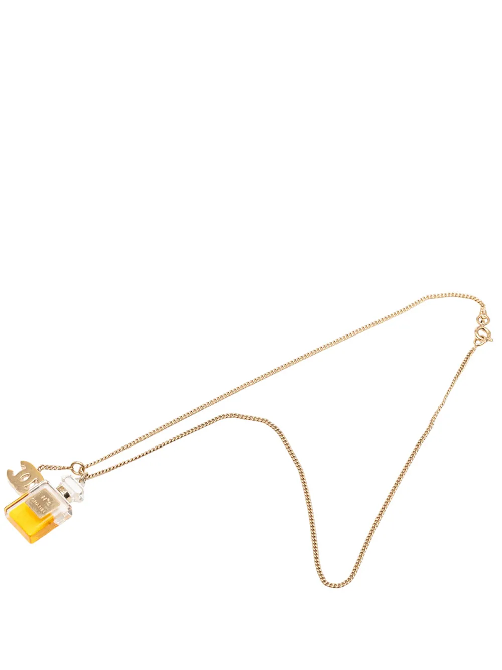 CHANEL Pre-Owned 2004 CC Gold Plated Perfume Bottle Pendant Necklace ...