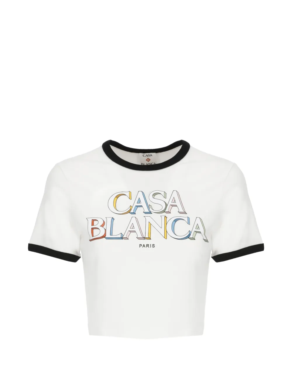 Casablanca logo-print Cropped T-shirt | White | FARFETCH