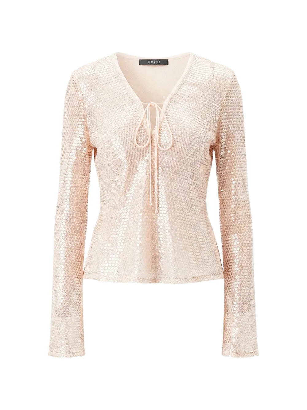 Toccin Zuri sequin-embellished flared-sleeve Blouse | Neutrals | FARFETCH