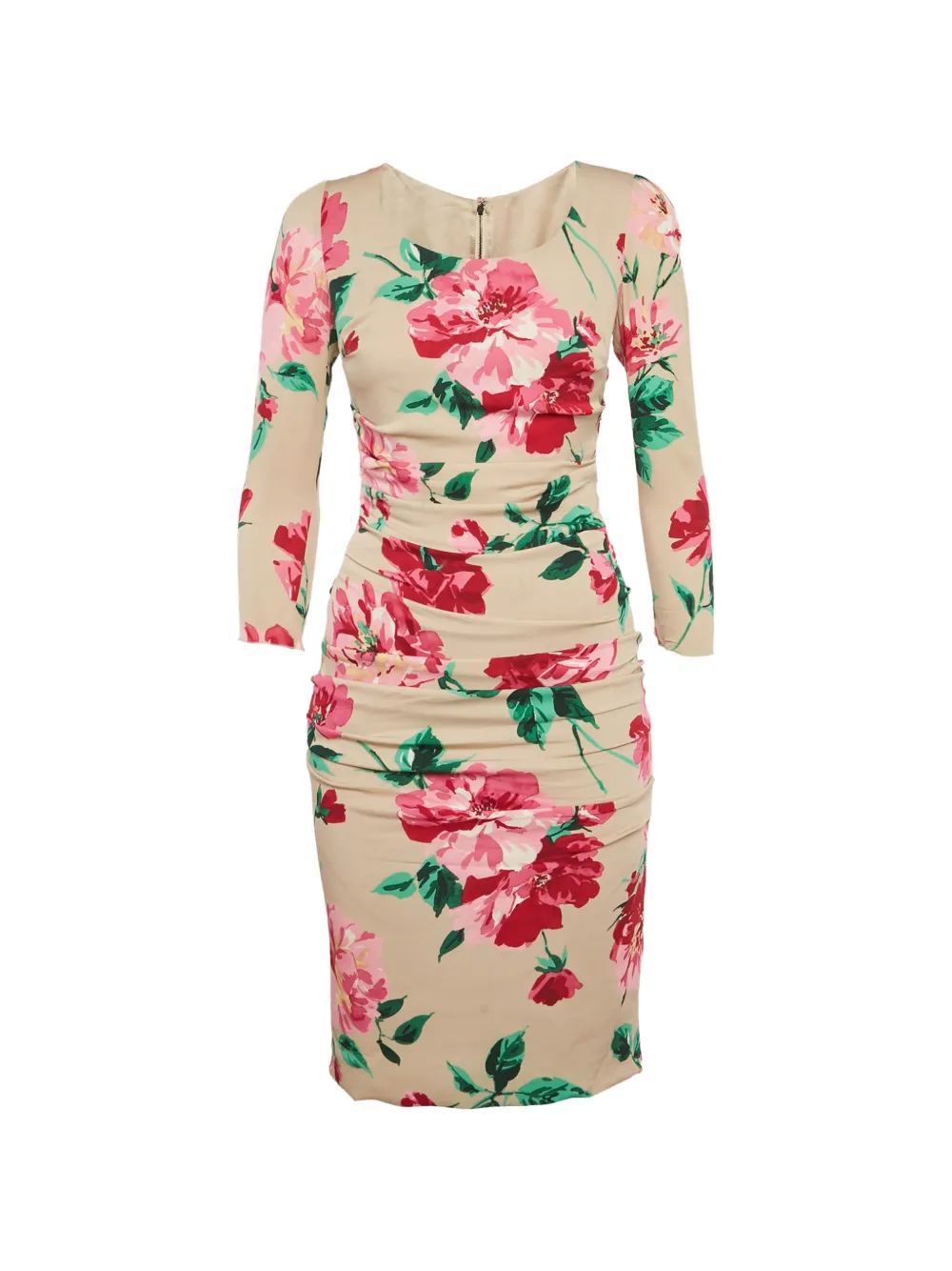 Dolce & Gabbana Pre-Owned floral-print Ruched Midi Dress | Neutrals ...