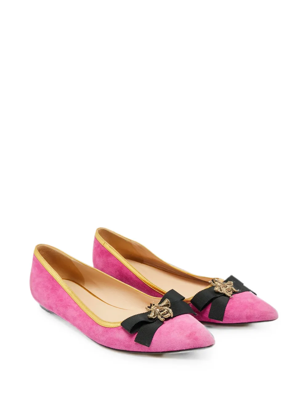 Gucci Pre-Owned bow-embellished Ballet Flats | Pink | FARFETCH