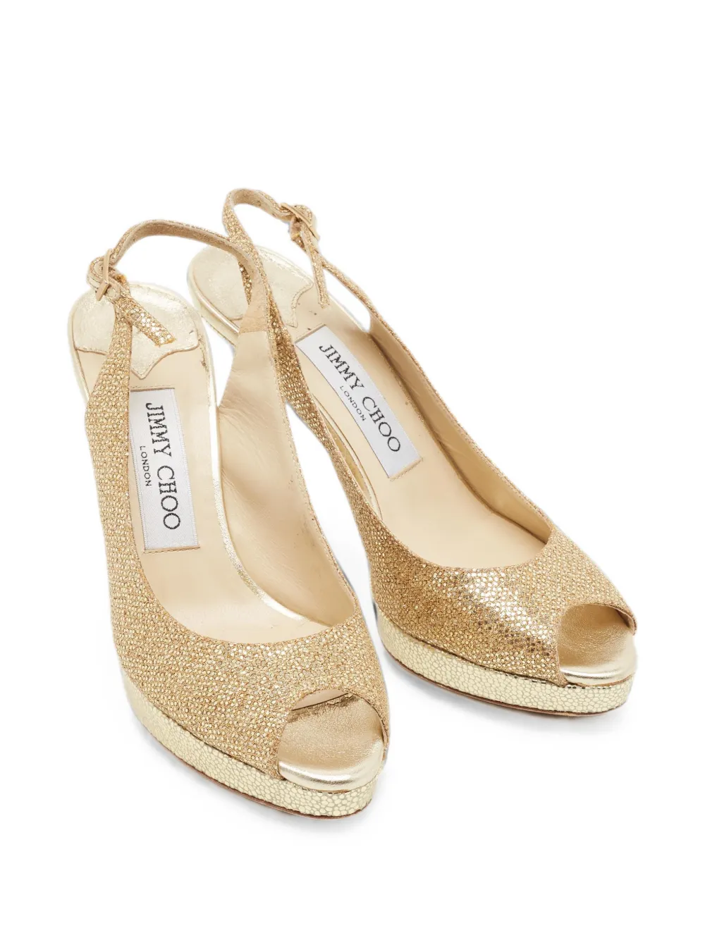 Jimmy Choo Pre-Owned Verity peep-toe Slingback Heeled Pumps | Gold ...