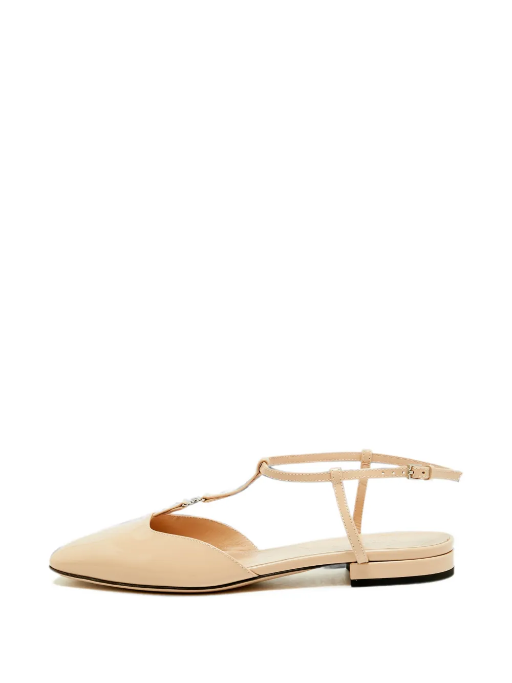 Gucci Pre-Owned Double G Ankle Strap Flat Pumps | Neutrals | FARFETCH