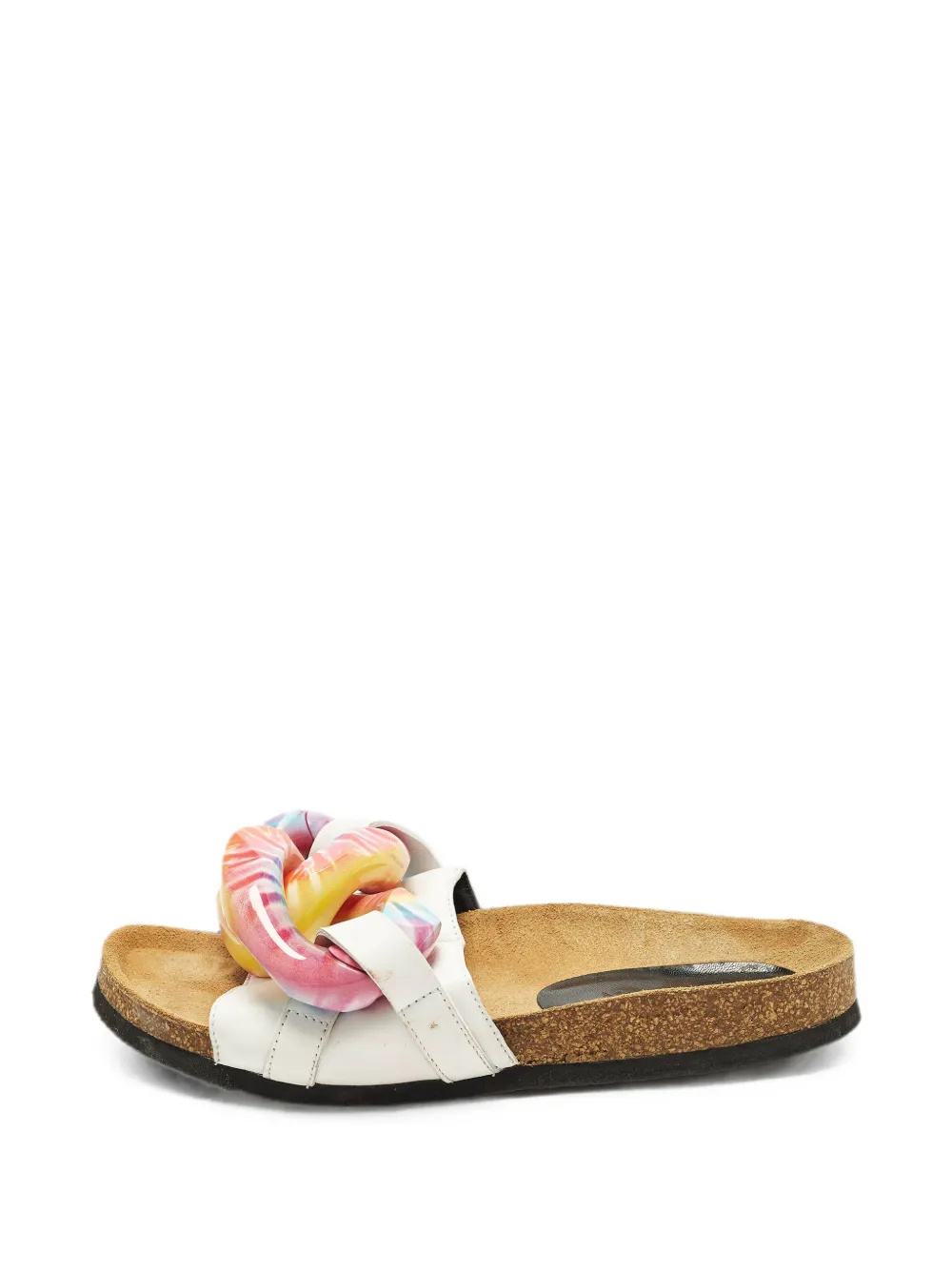 JW Anderson twisted-chain Leather Flat Sandals | White | FARFETCH