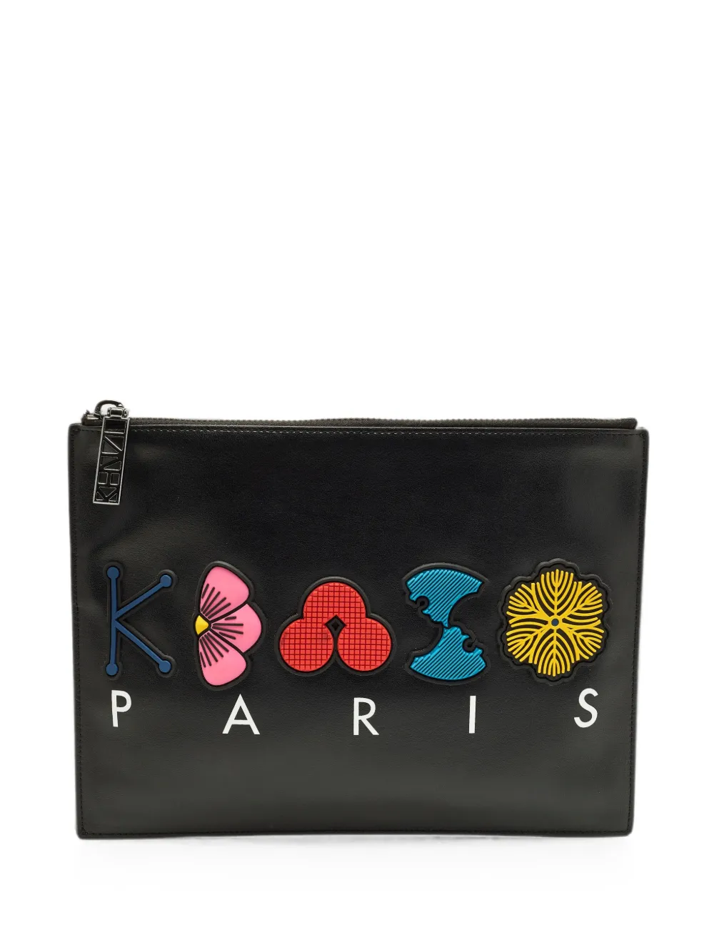 Kenzo Pre-Owned logo-patch Clutch Bag | Black | FARFETCH