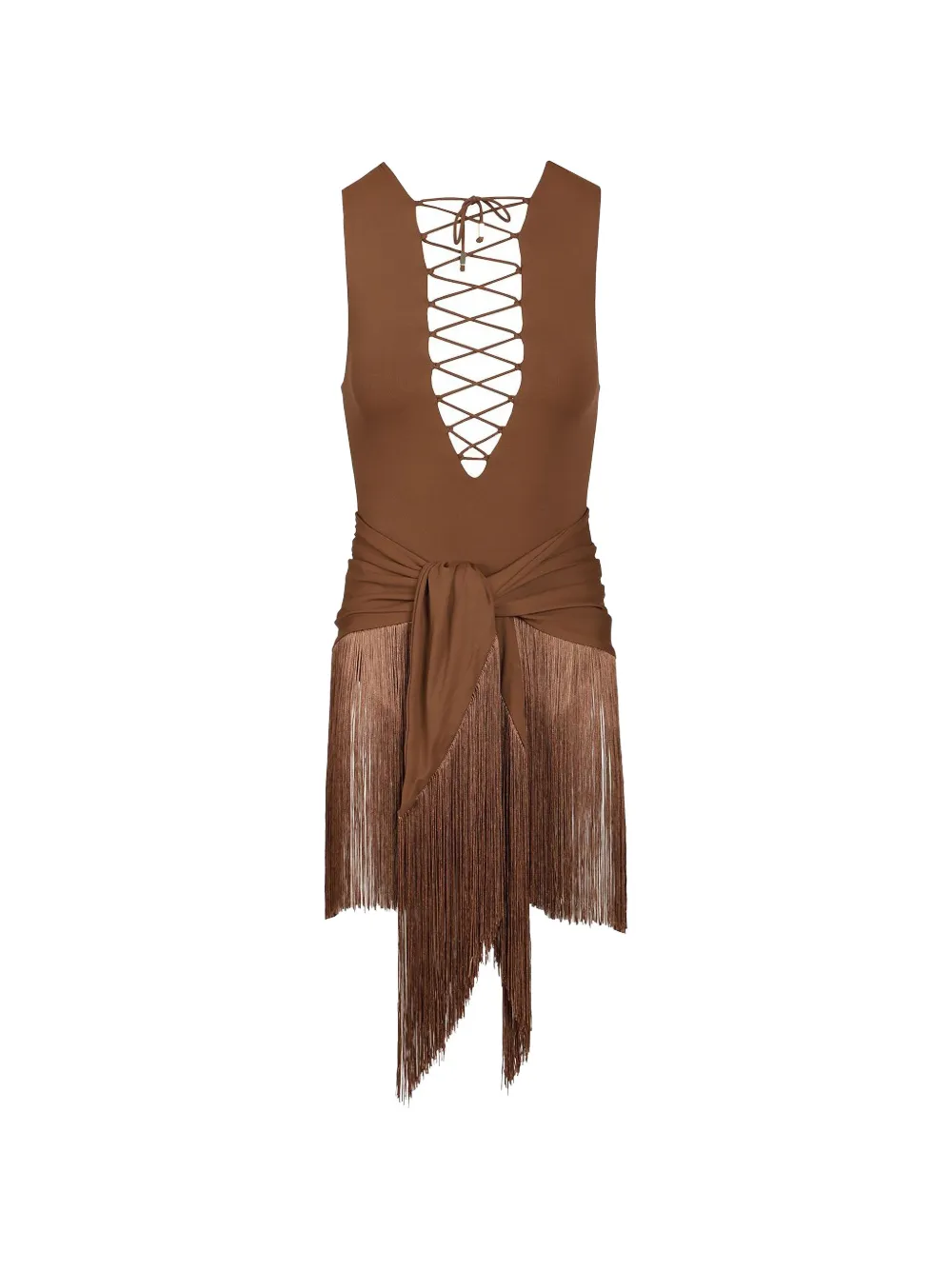 Taller Marmo Bañador Sahara Con Flecos y Cordones | Marrón | FARFETCH ES