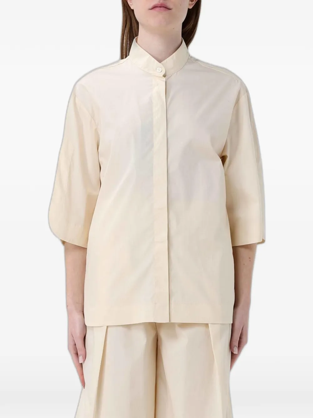 Colmar mandarin-collar short-sleeve Shirt | Neutrals | FARFETCH
