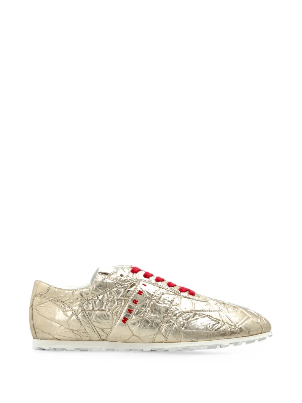 Marni crinkled-finish Logo Sneakers | ゴールドトーン | FARFETCH JP