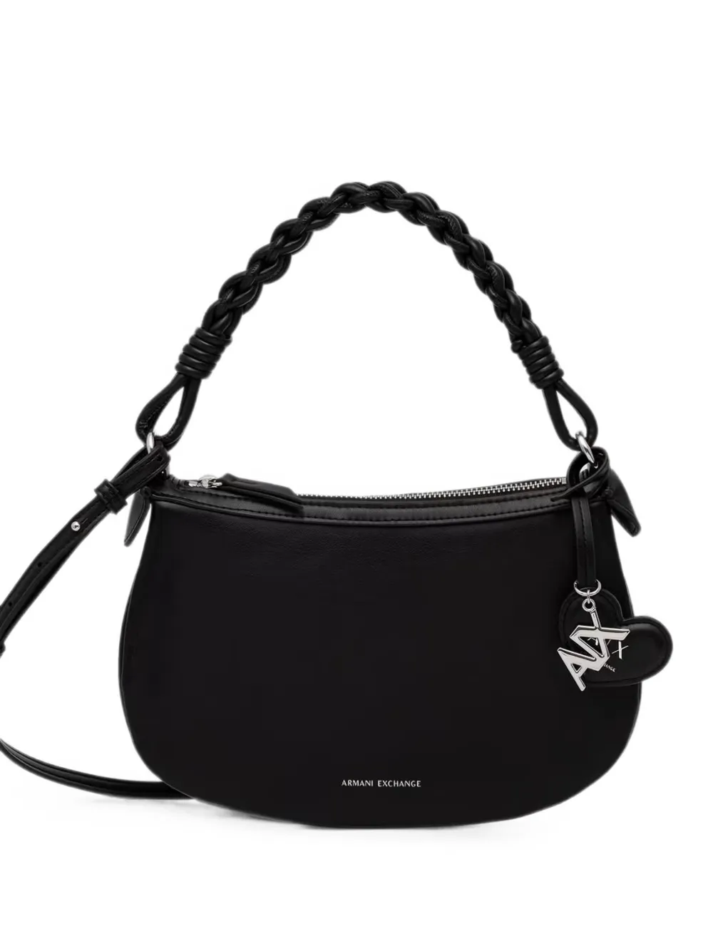 Armani Exchange braided-handle logo-charm Shoulder Bag | Black | FARFETCH