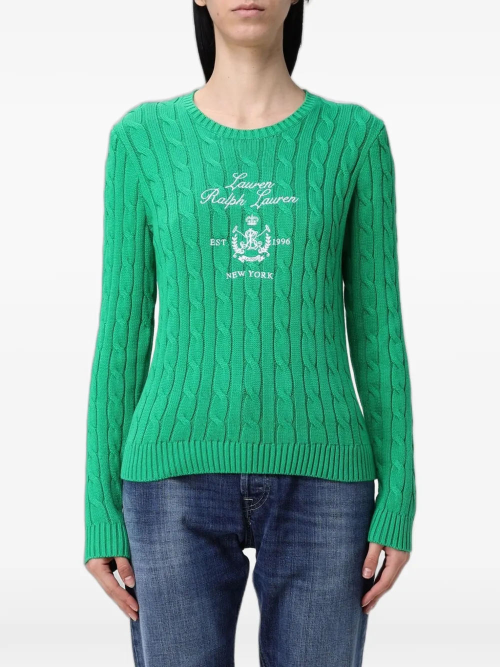 Lauren Ralph Lauren logo-embroidered cable-knit Sweater | Green | FARFETCH