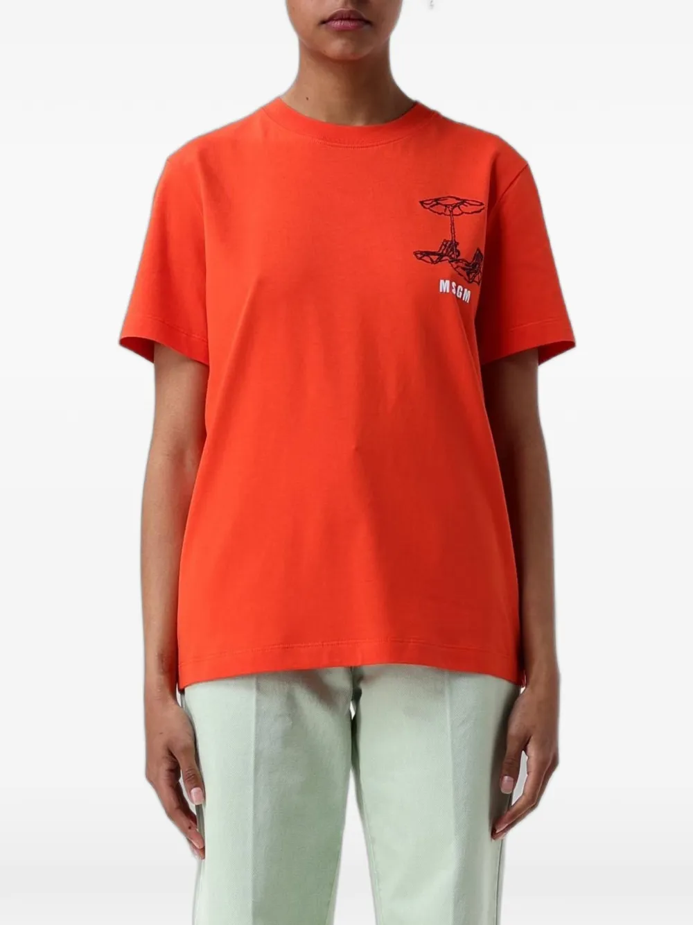 MSGM logo-print Cotton T-shirt | Red | FARFETCH