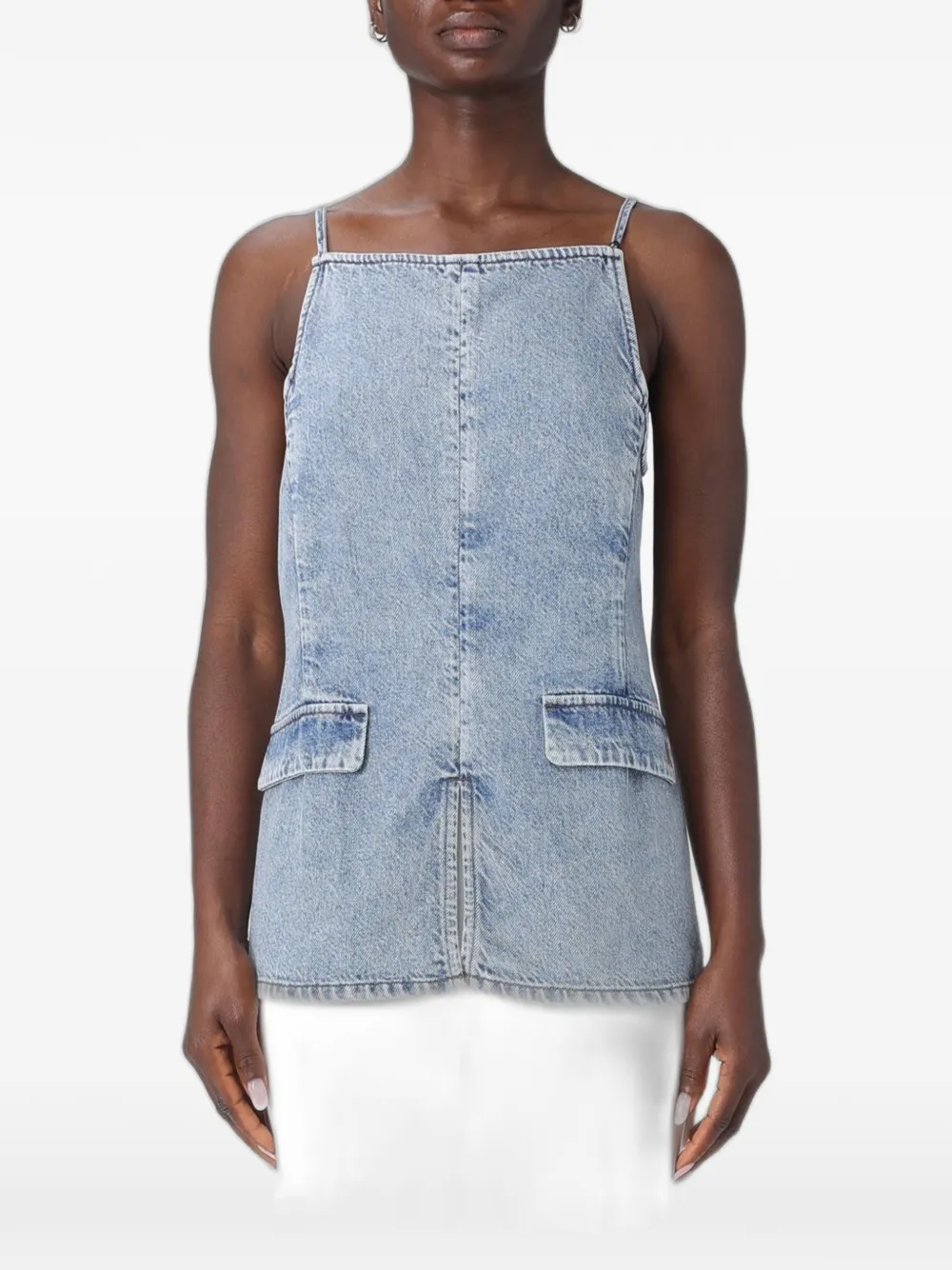 Emporio Armani open-back Denim Top | ブルー | FARFETCH JP
