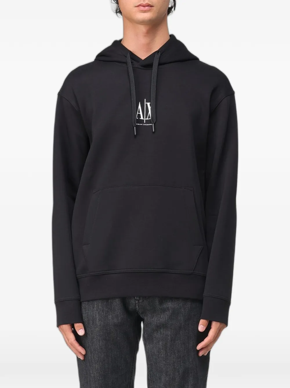 Emporio Armani logo-print Drawstring Hoodie | ブラック | FARFETCH JP