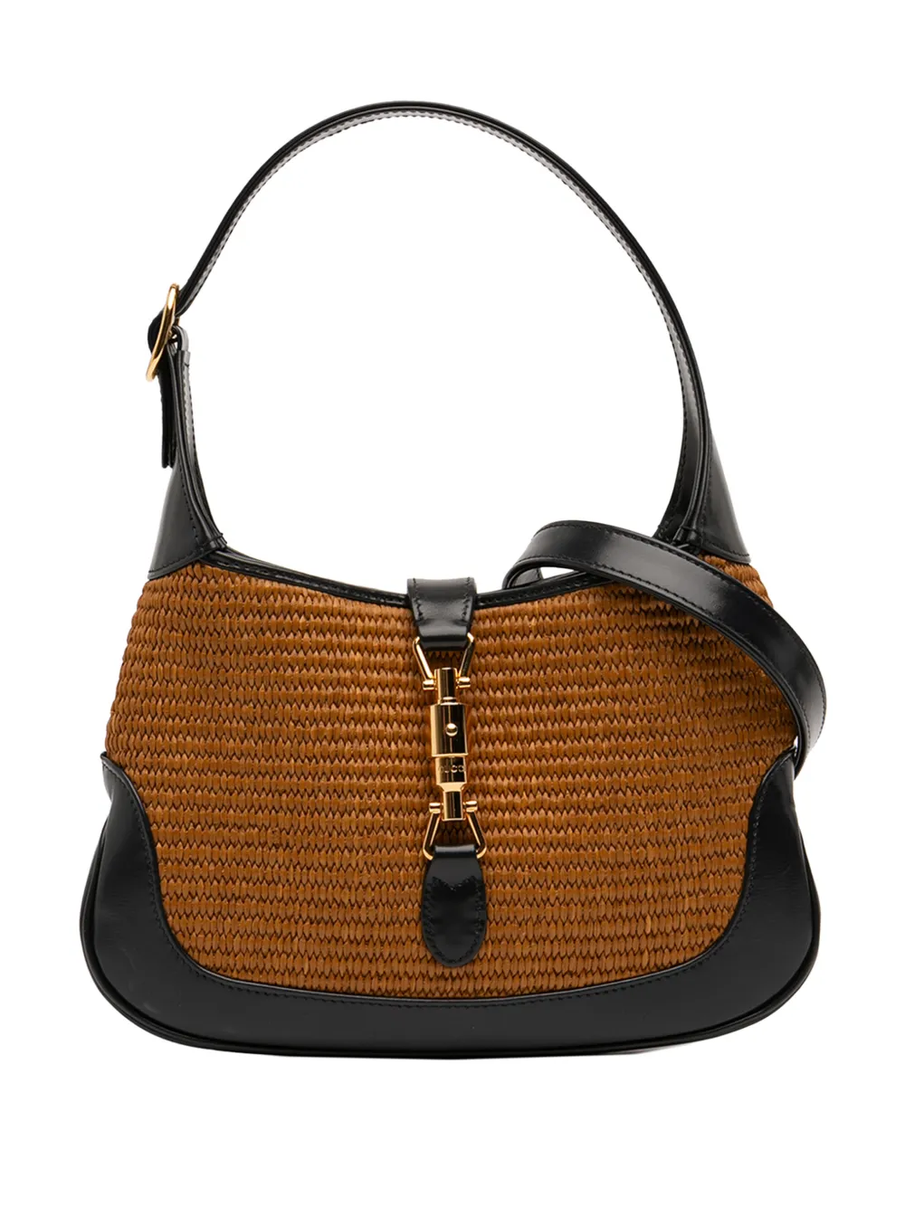 Gucci Pre-Owned 2020-2023 Small Bicolor Raffia Jackie 1961 Crossbody ...