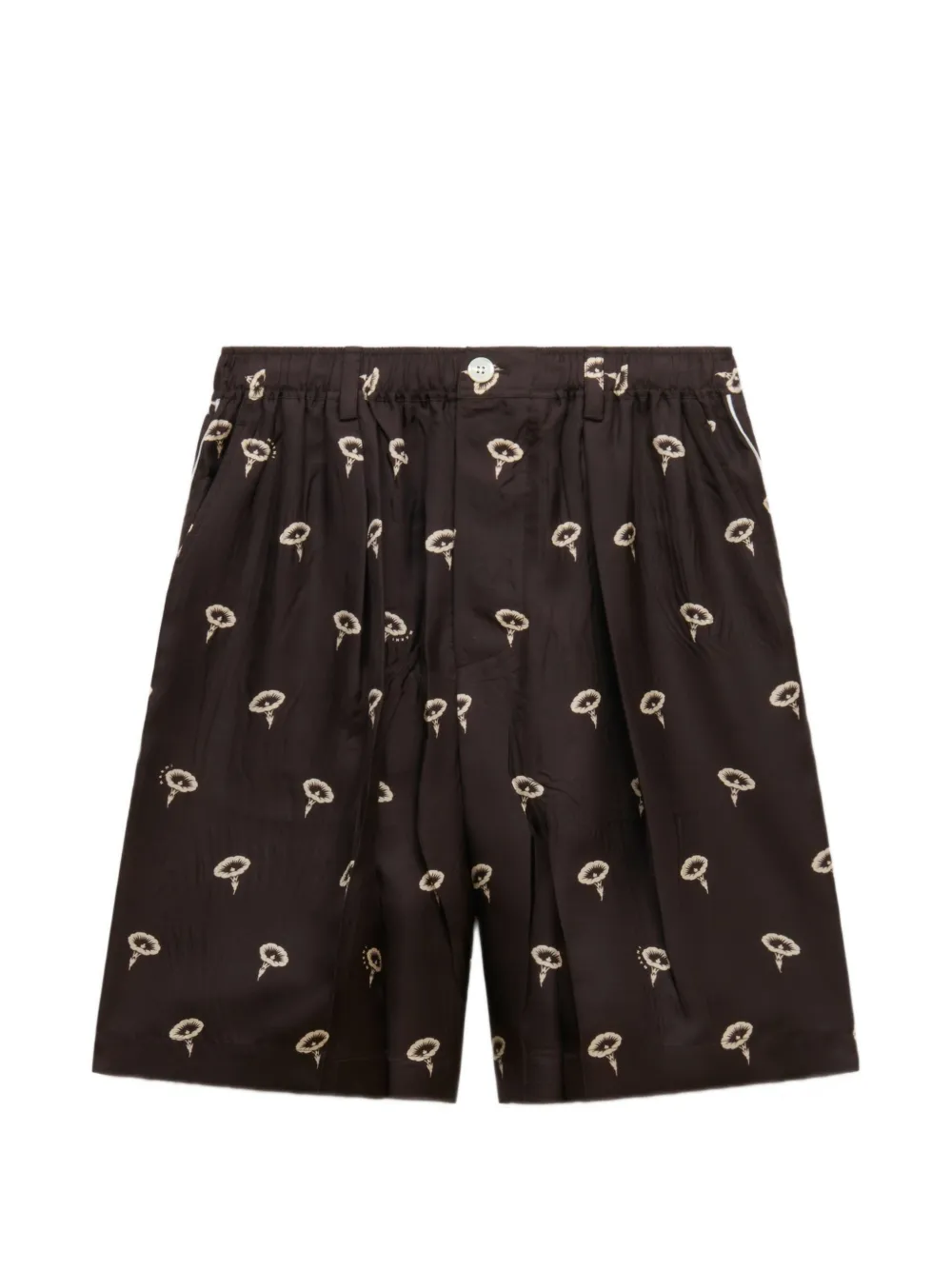 Marni Brown Silk Twill Pajama Shorts With Floral Print | Braun ...