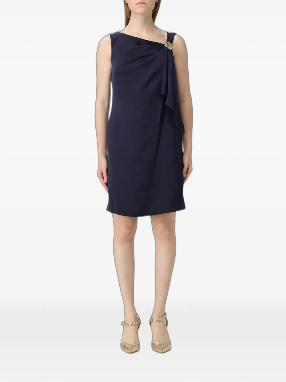 Lauren Ralph Lauren Draped logo-button Mini Dress | ブルー | FARFETCH JP