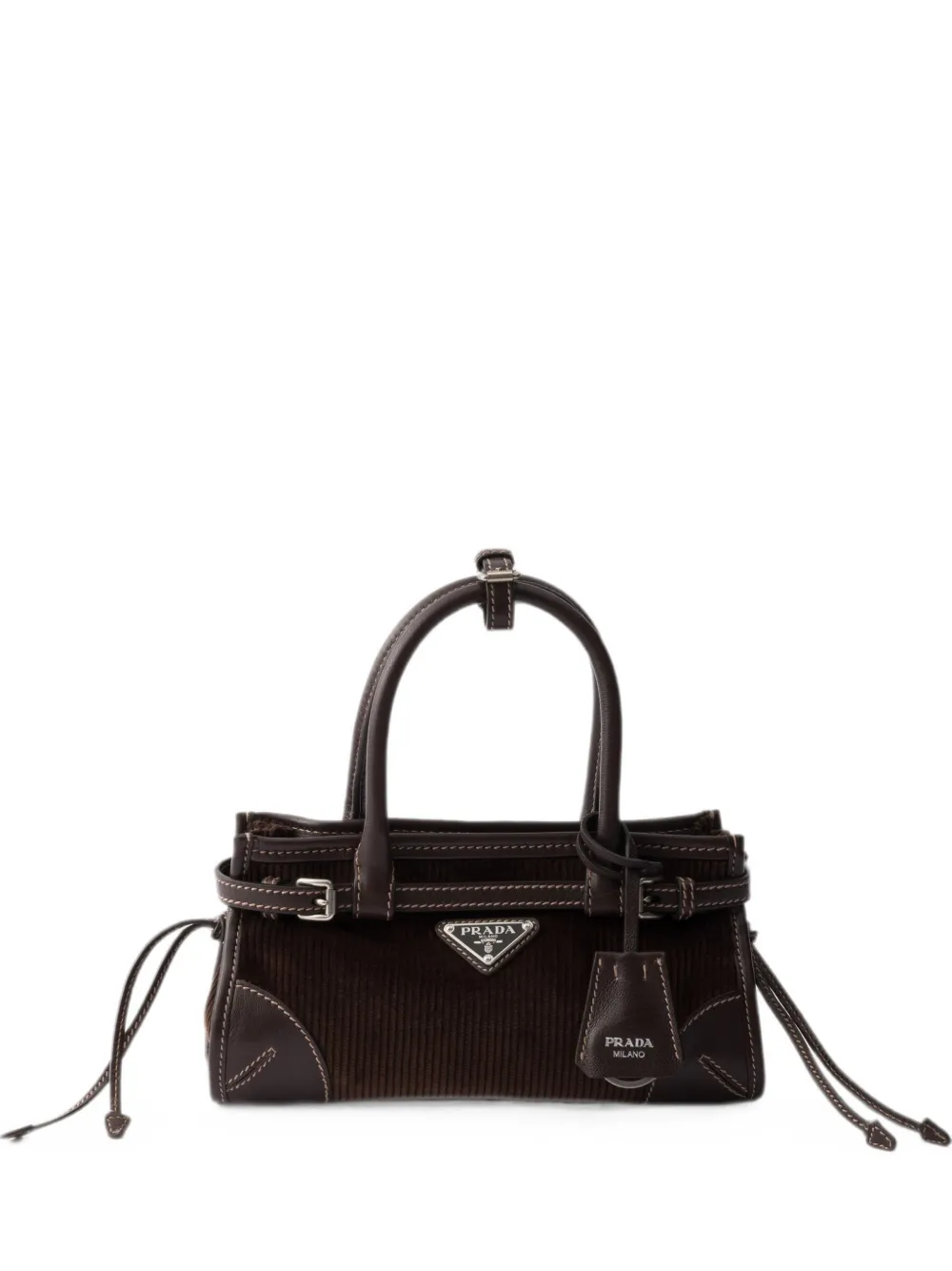 Prada Bonnie Small Corduroy And Leather Handbag | Marrón | FARFETCH MX