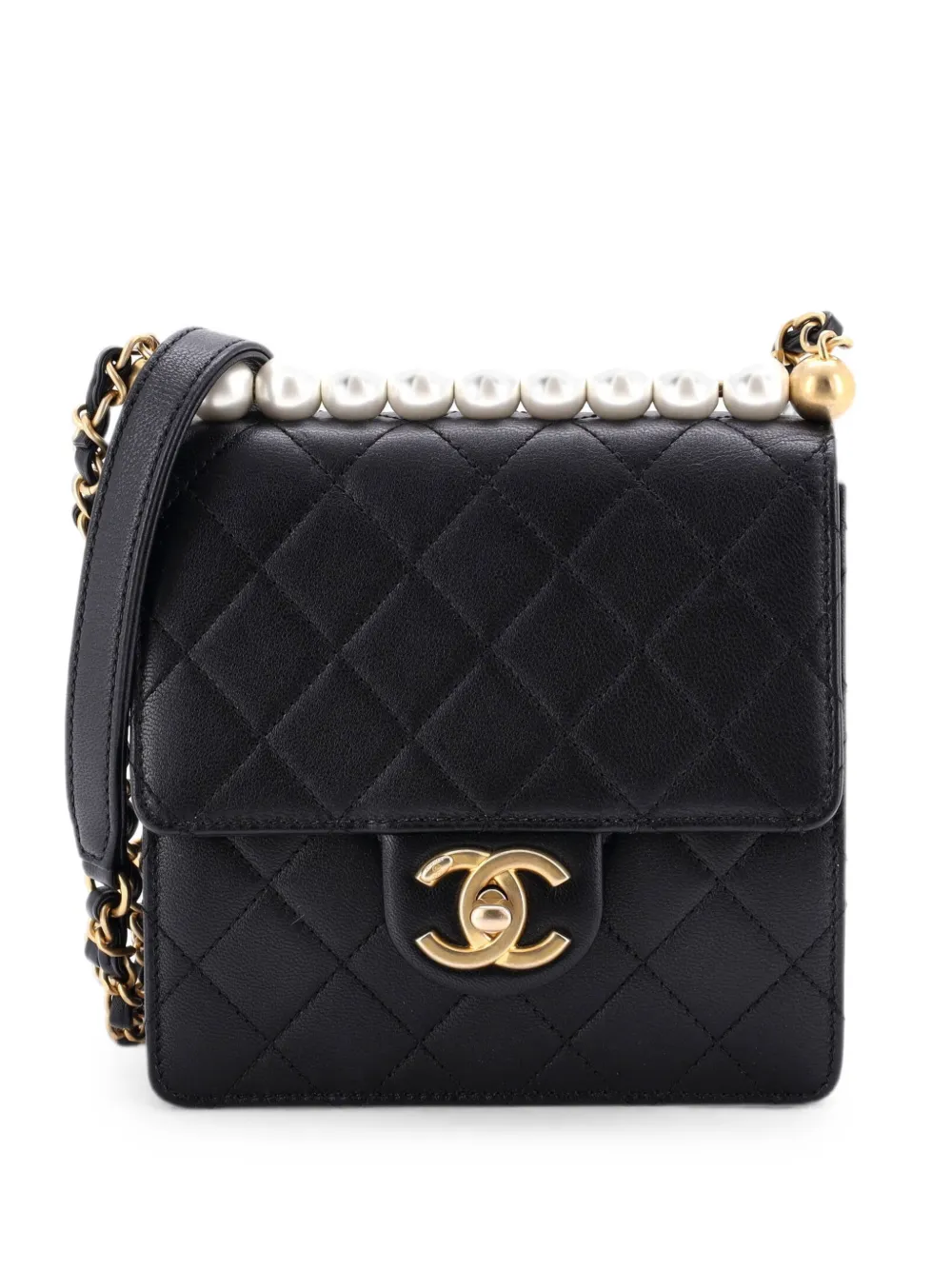 CHANEL Pre-Owned Chic Pearls Flap Bag Quilted Lambskin Mini Crossbody ...