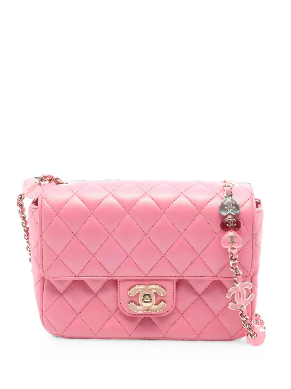 CHANEL Pre-Owned Mini Matelassé Flap Shoulder Bag | Pink | FARFETCH