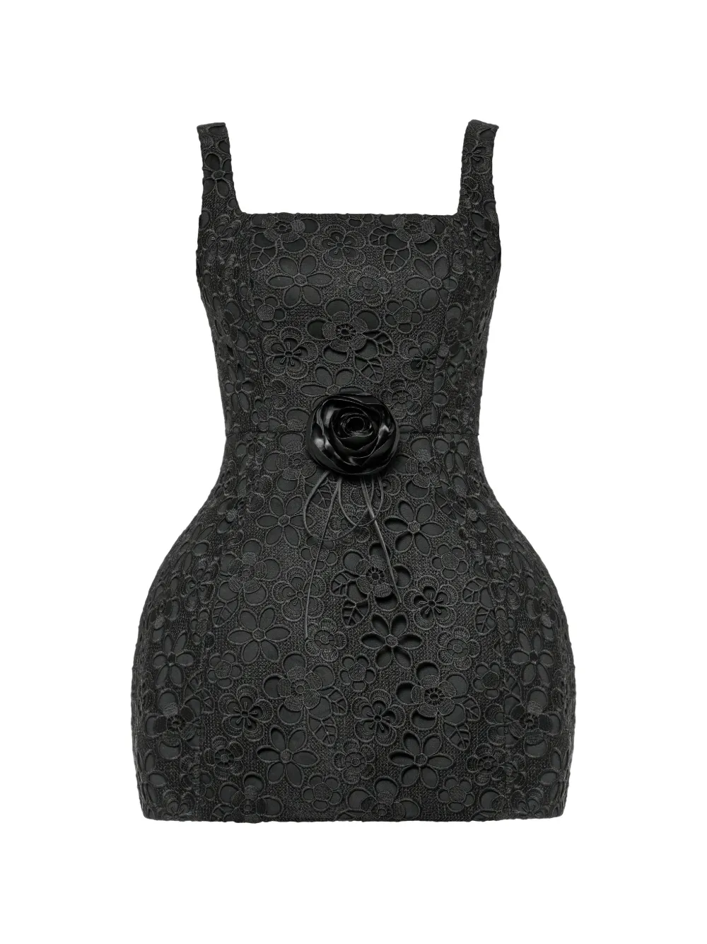 ANOUKI Guipure Lace rose-appliqué Mini Dress | Negro | FARFETCH MX