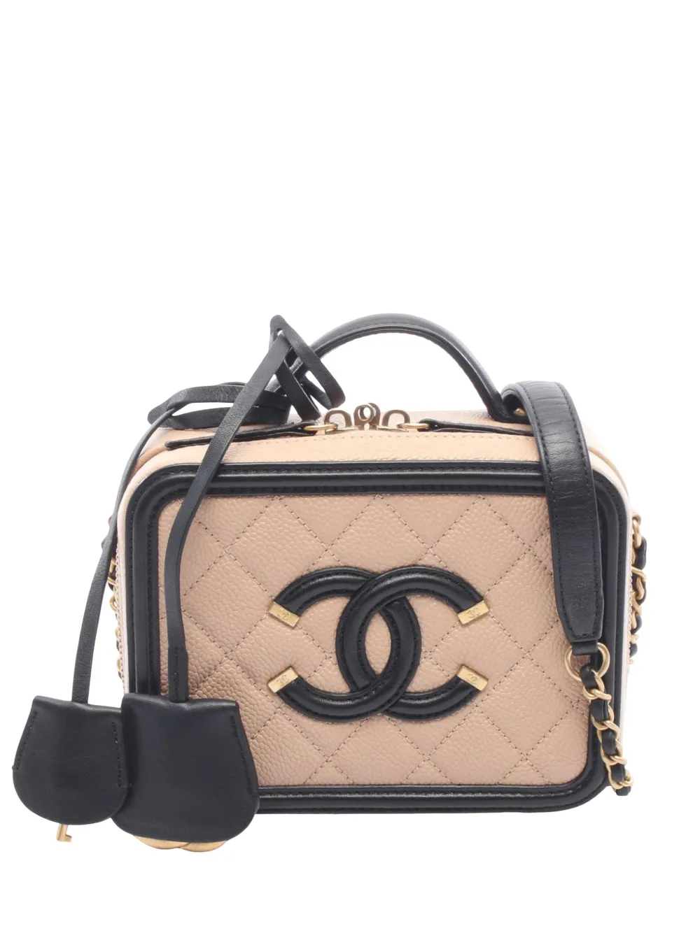 CHANEL Pre-Owned 2019 Small Bicolor Caviar CC Filigree Vanity Case ...
