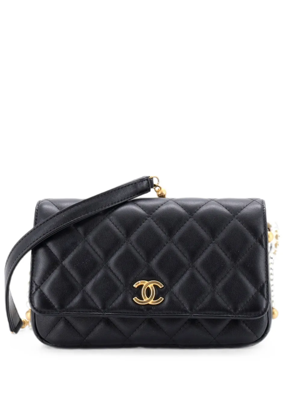 CHANEL Pre-Owned About Pearls Wallet On Chain Quilted Calfskin ...