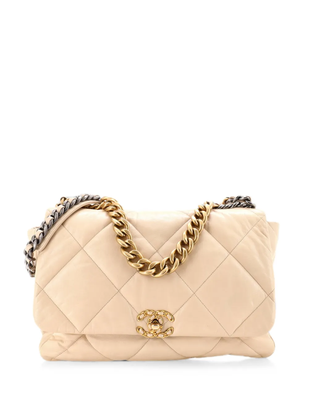 CHANEL Pre-Owned 19 Flap Bag Quilted Leather Maxi Crossbody Bag ...