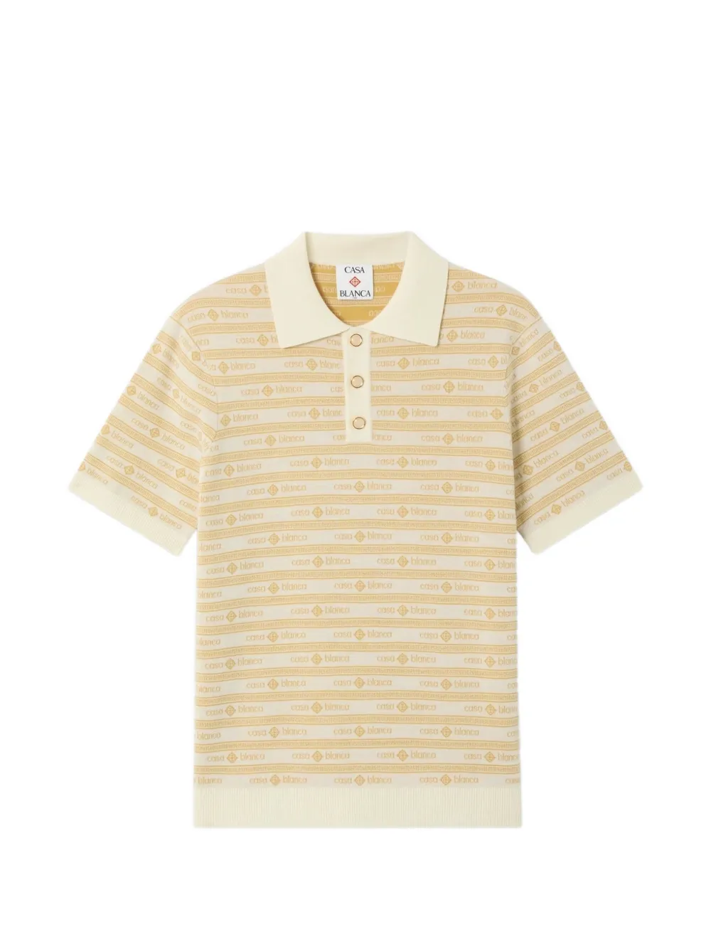 Casablanca logo-print Wool Polo Shirt | Neutrals | FARFETCH