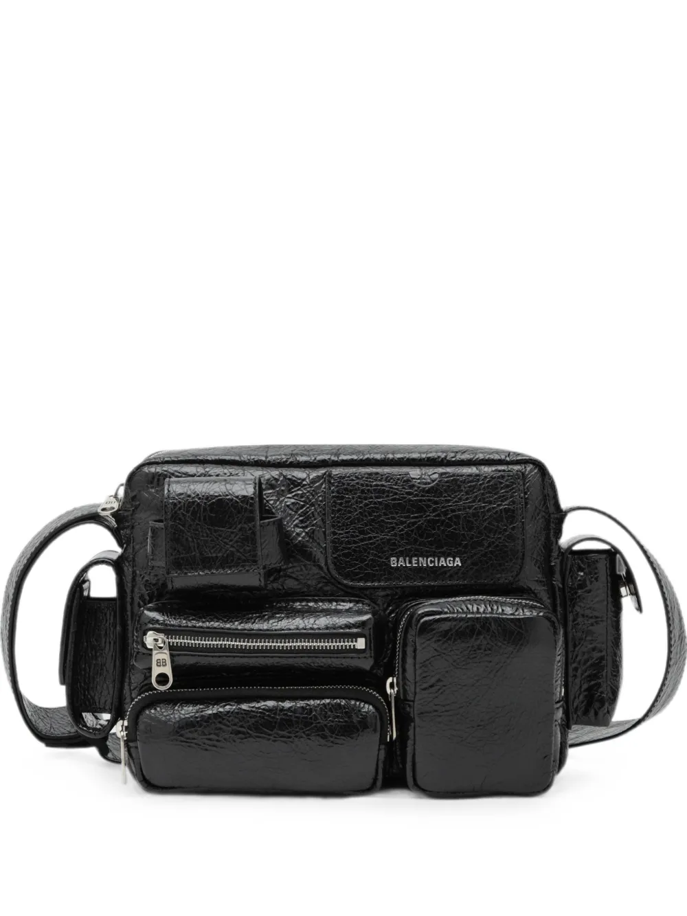 Balenciaga Superbusy Crinkled Leather Messenger Bag | 黑色 | FARFETCH CN