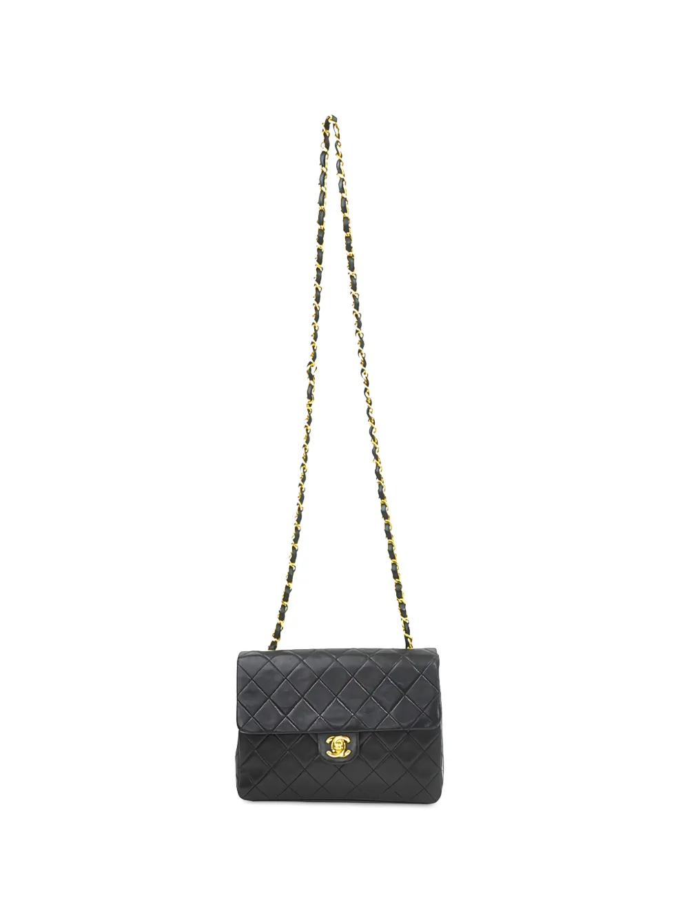 CHANEL Pre-Owned 1989-1991 Small Square Quilted Lambskin Flap Crossbody ...