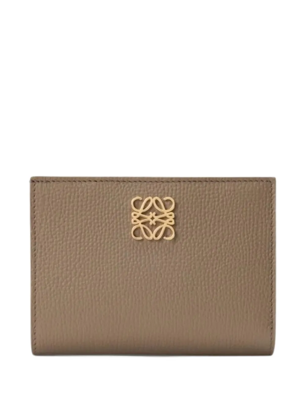 LOEWE Anagram Compact Wallet In Pebble Grained Calfskin | Brown | FARFETCH