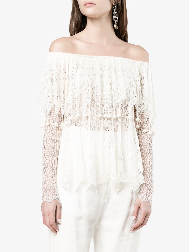 Alexander McQueen off-shoulder lace top | Browns