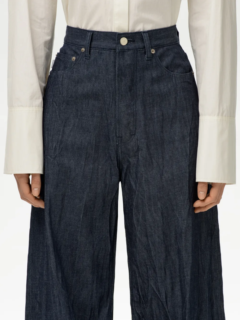 LADIES WRINKLED DENIM PANTS | AMBUSH® Official