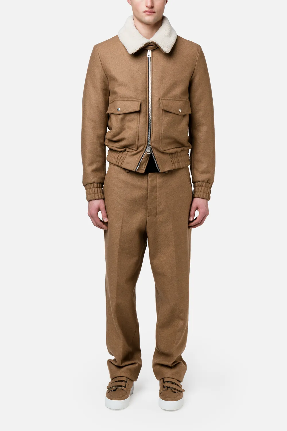 Ami Paris zipped bomber jacket shearling collar - AMI PARIS