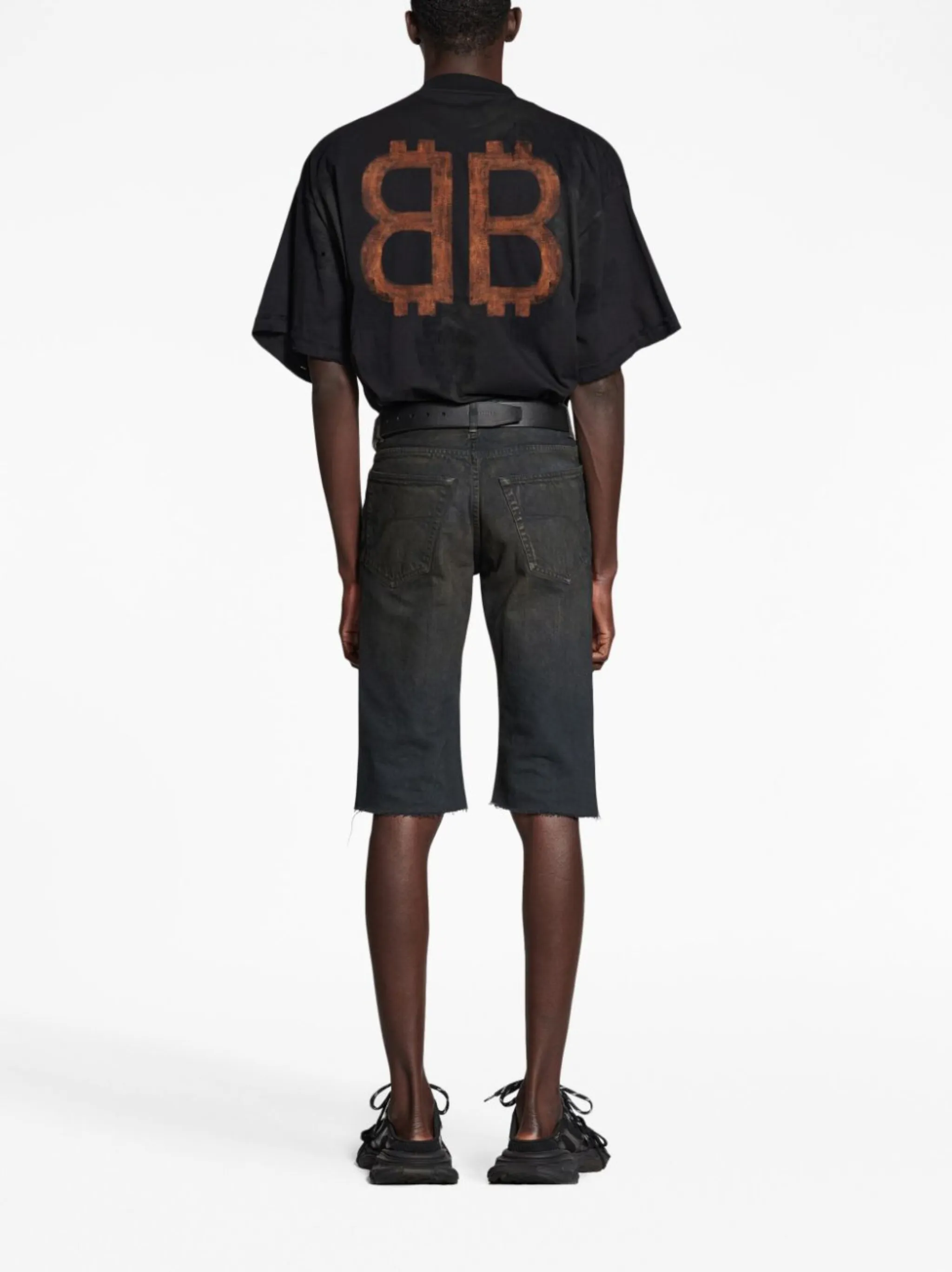 Mid Rise Washed Denim Shorts Balenciaga Gb