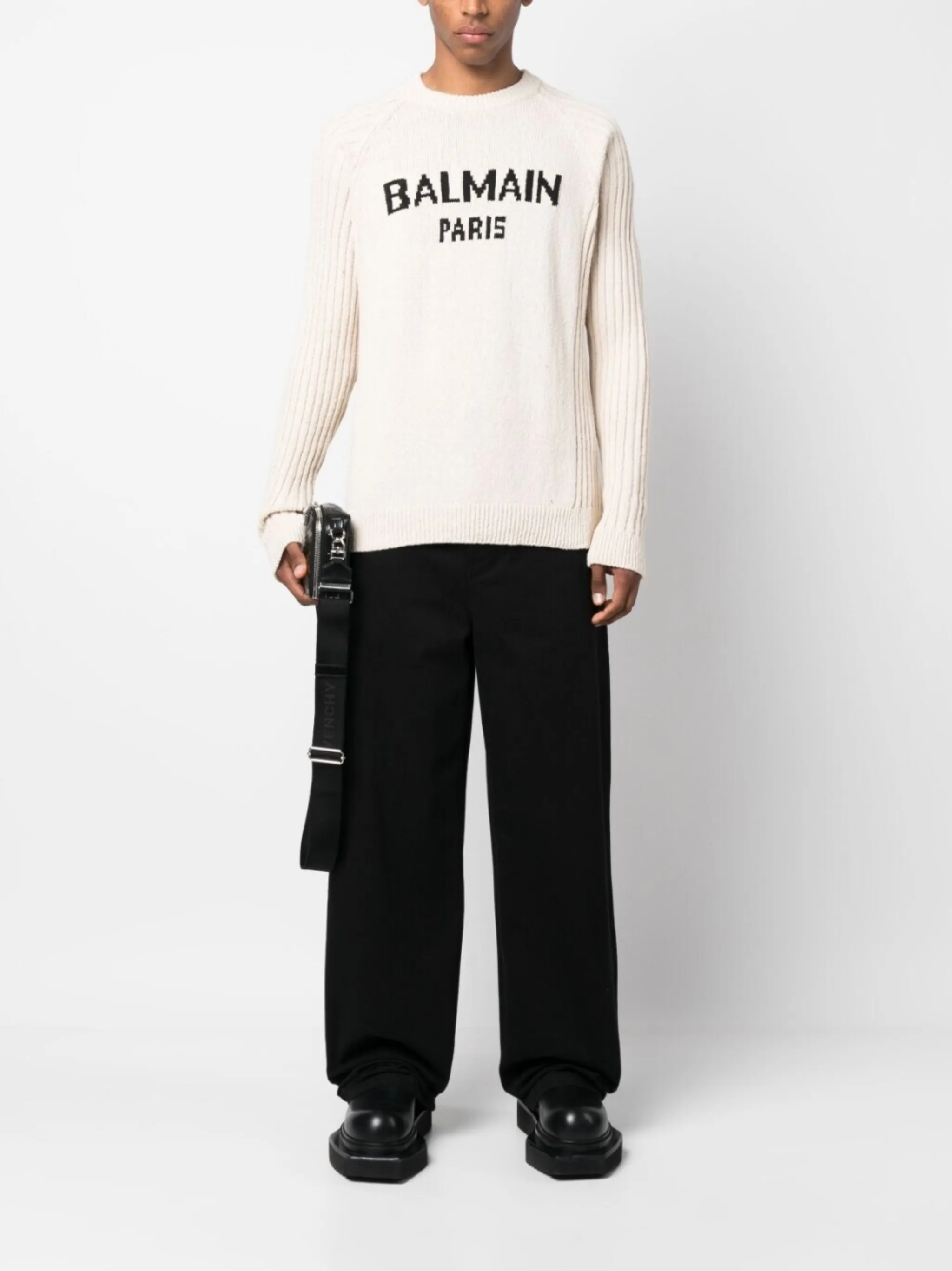 Balmain intarsia-knit logo jumper | Eraldo.com US