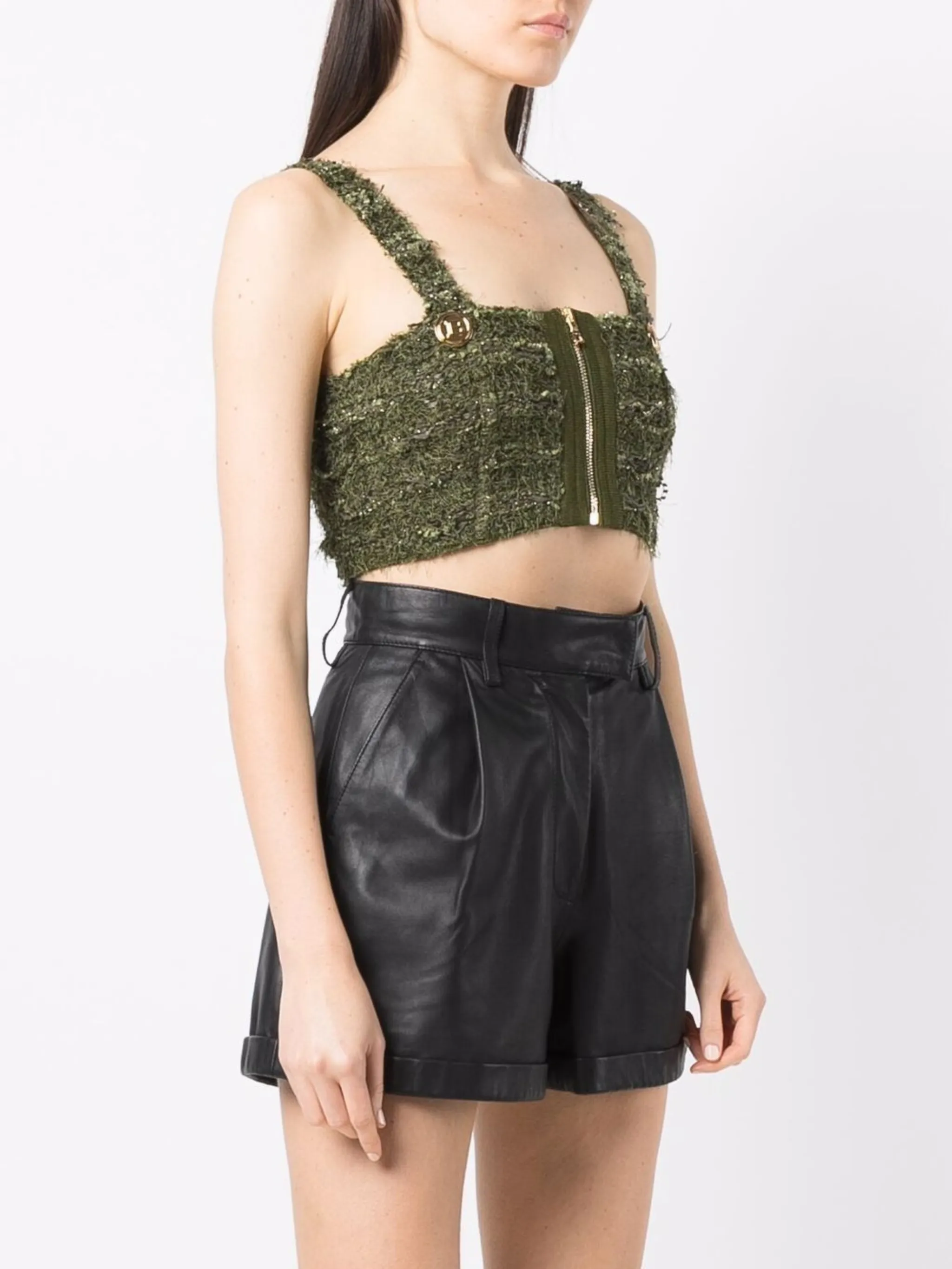 Balmain logo-buttons tweed crop top | Eraldo.com KR