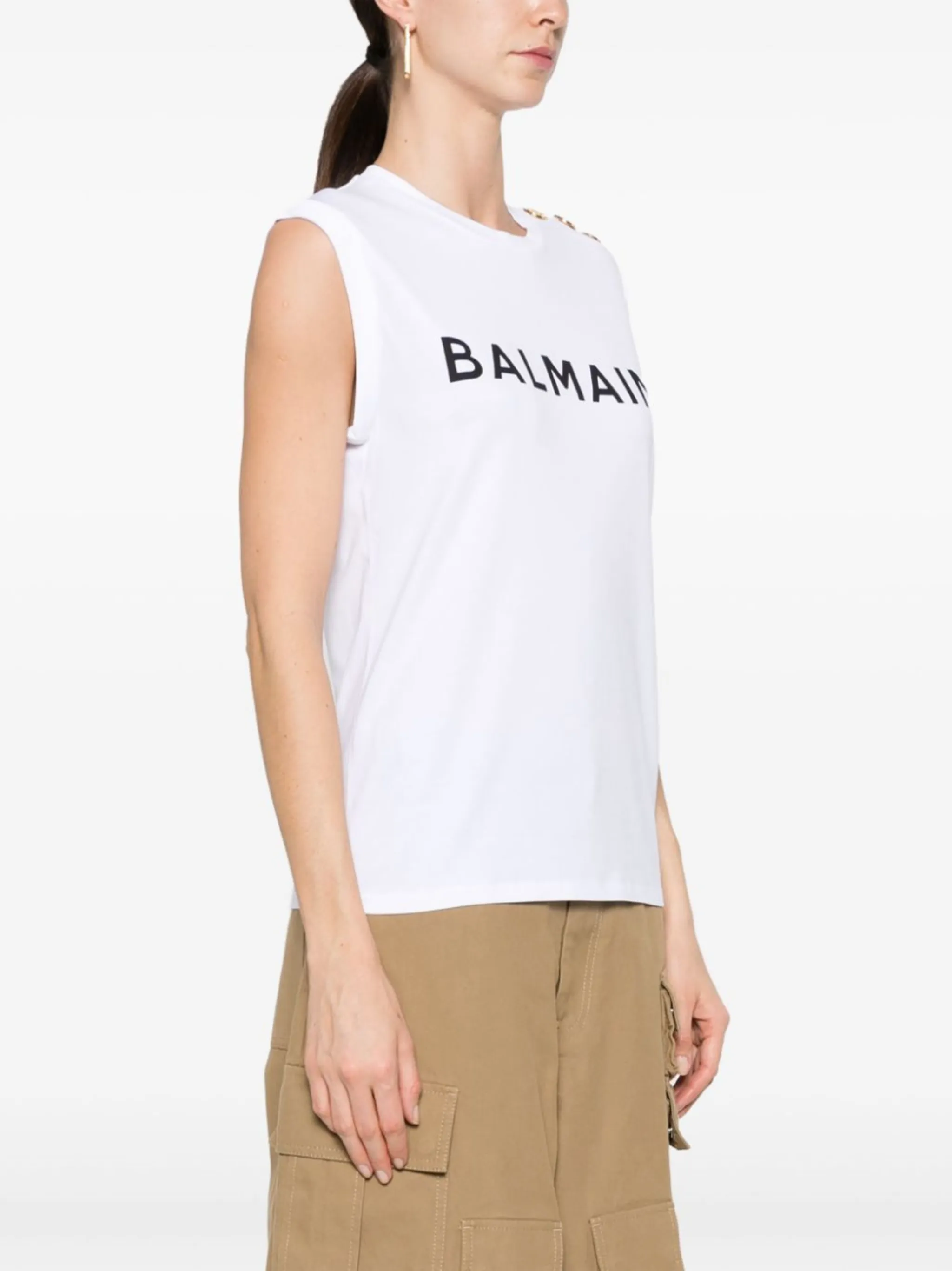 Balmain logo-print cotton tank top | Eraldo.com US