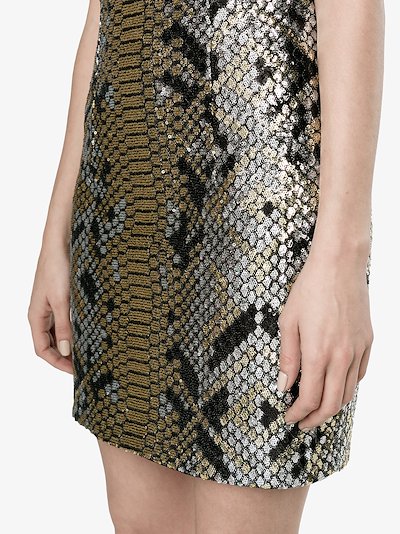 Balmain python-effect sequinned halter neck dress | Browns