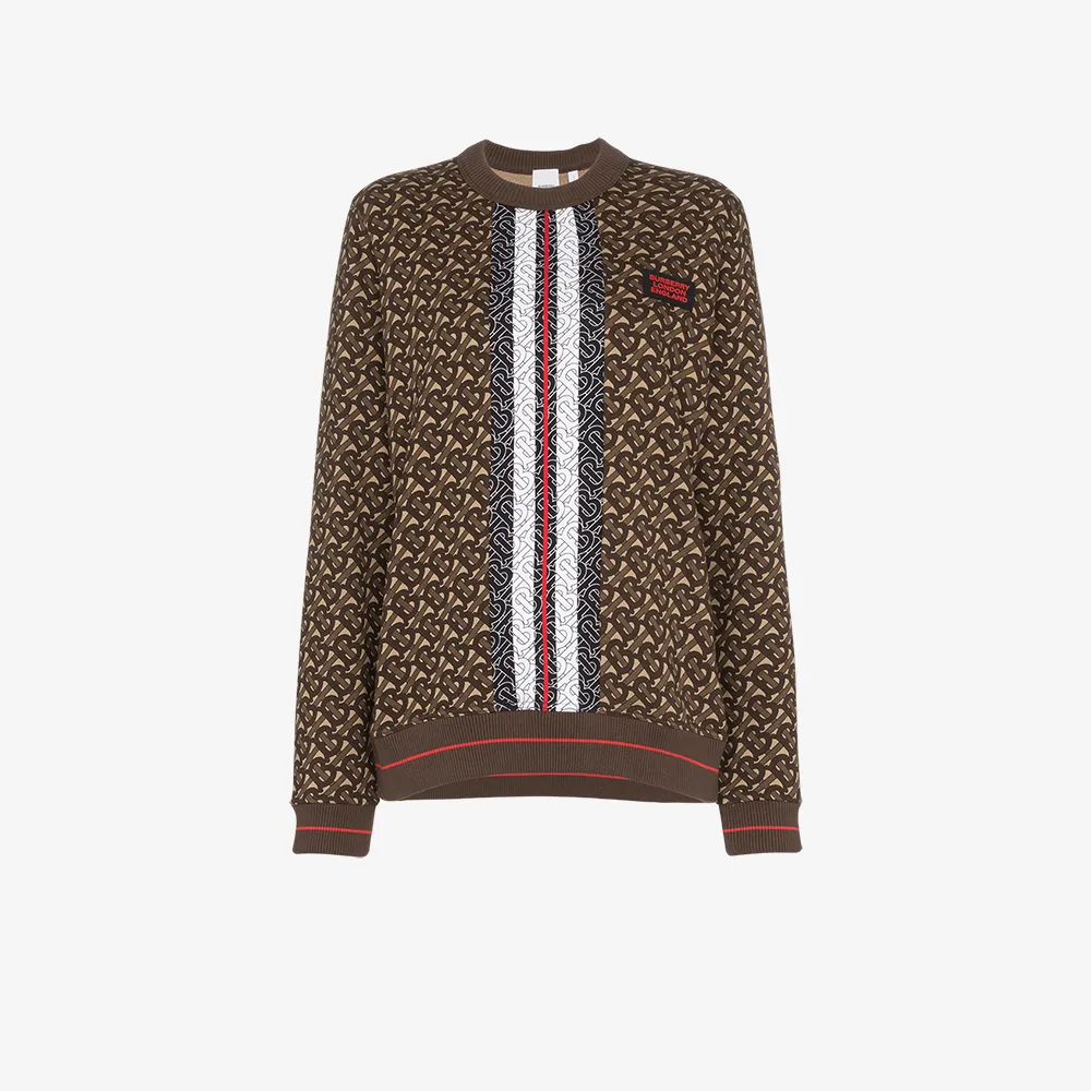 Burberry Monogram Stripe Print Oversized Cotton Sweatshirt | Browns