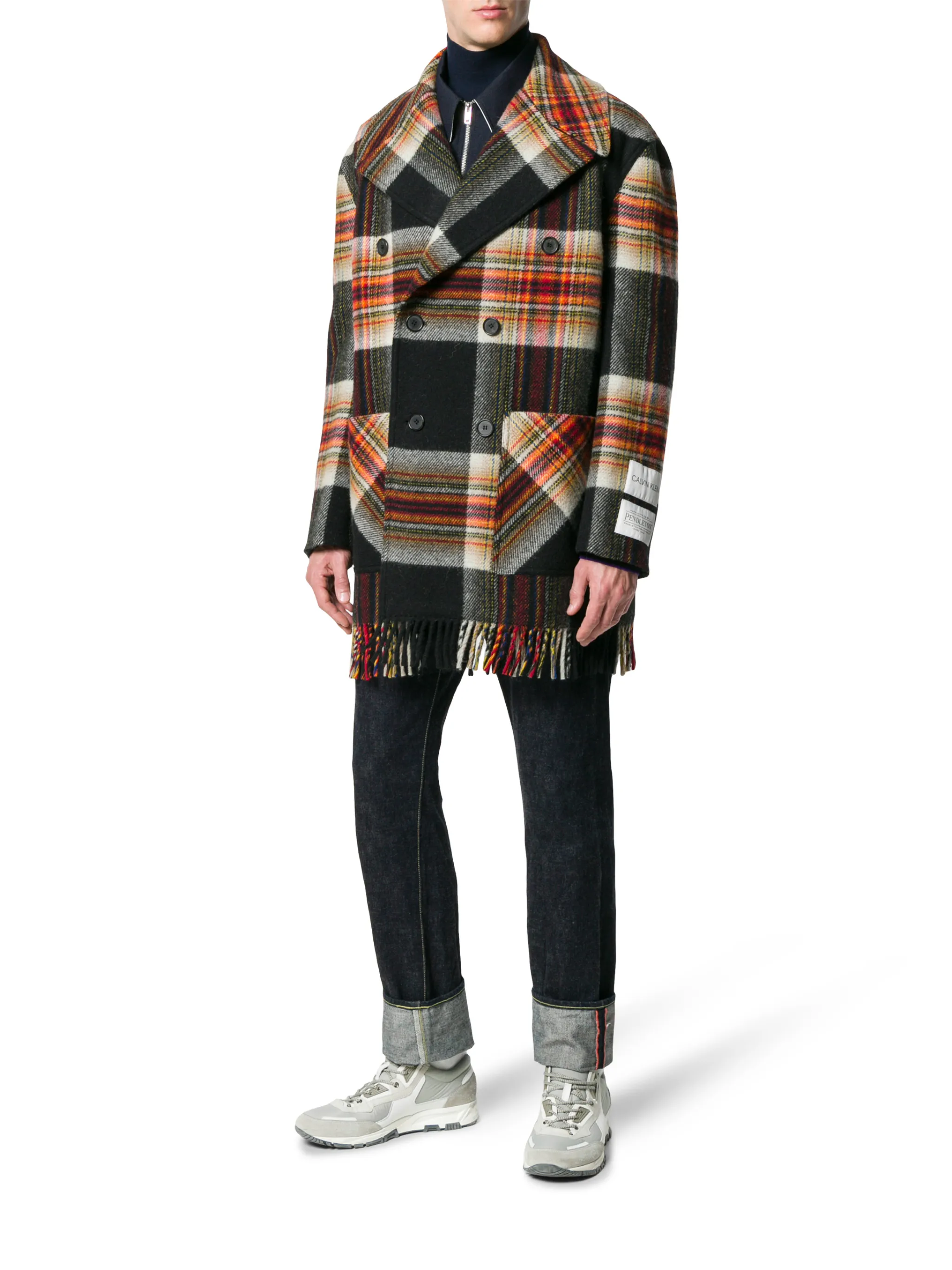 Calvin klein plaid coat store