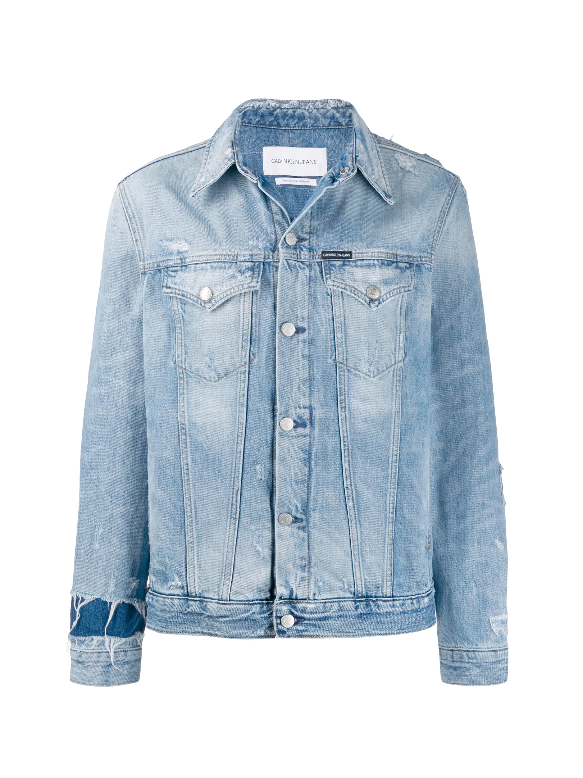 Calvin klein distressed denim jacket store