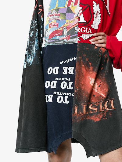 Conner Ives blue and red reconstructed t shirt mini dress | Browns