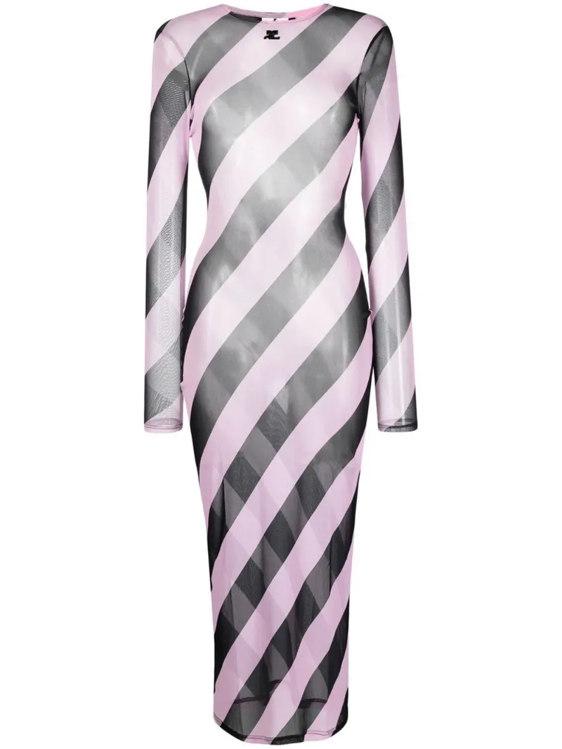 diagonal stripe semi-sheer maxi dress | Courrèges | Eraldo.com