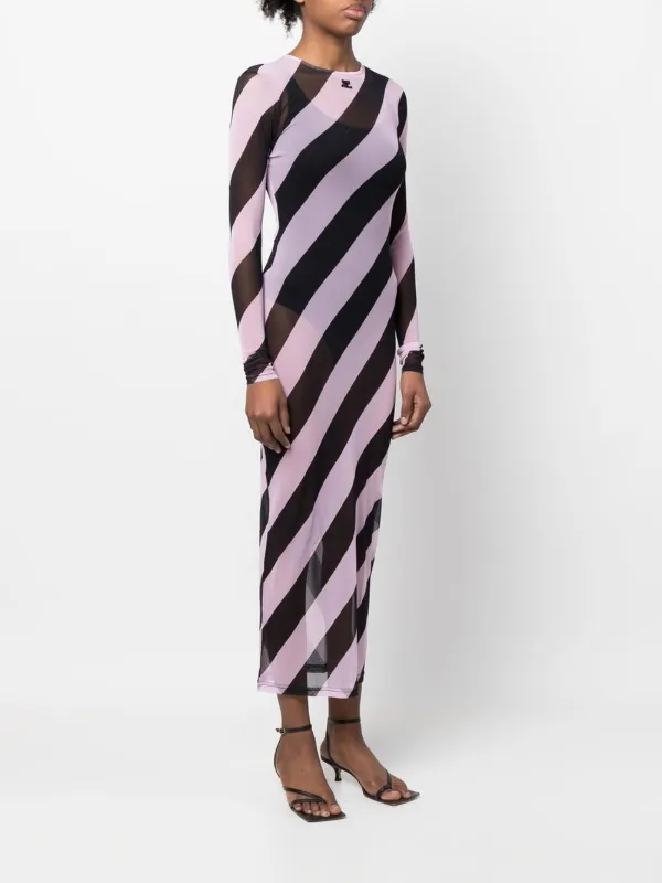 diagonal stripe semi-sheer maxi dress | Courrèges | Eraldo.com
