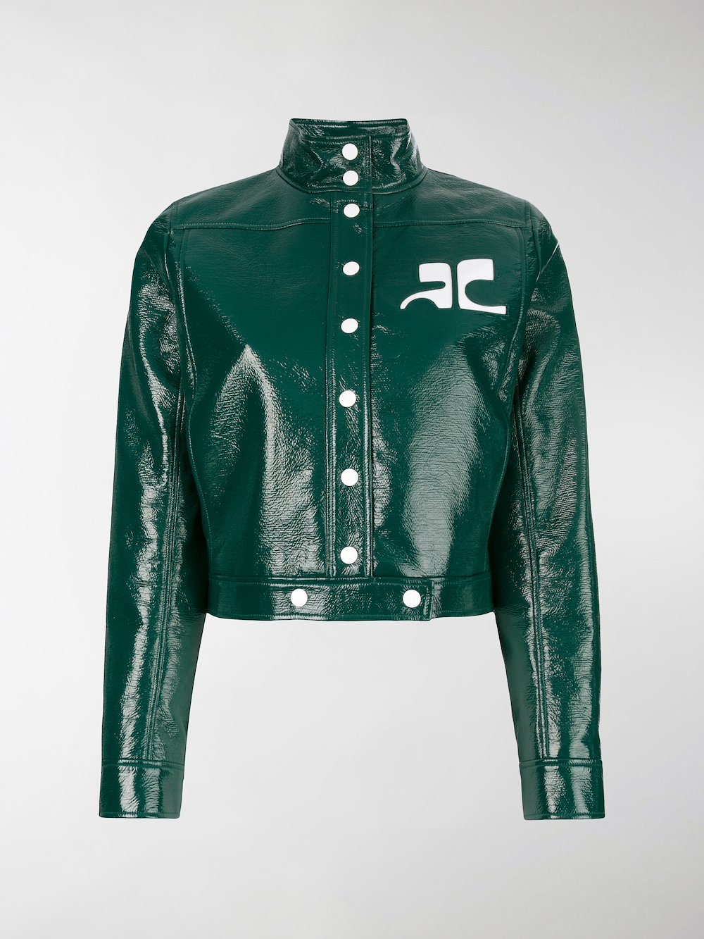 Courrèges patent cropped jacket green | MODES
